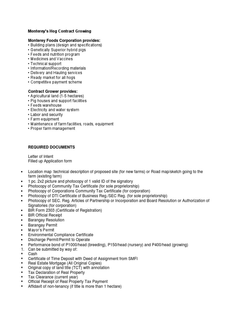 Monterey's Hog Contract Growing Monterey Foods Corporation Provides ...