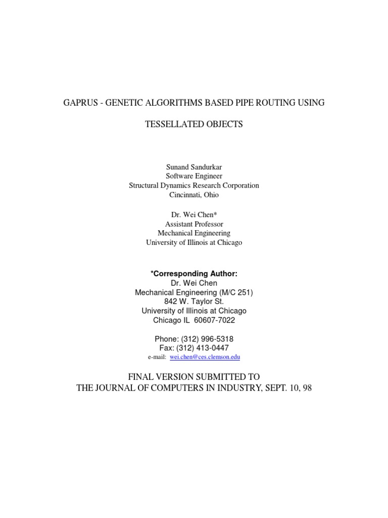 Pipe Routing | PDF | Genetic Algorithm | Mathematical Optimization