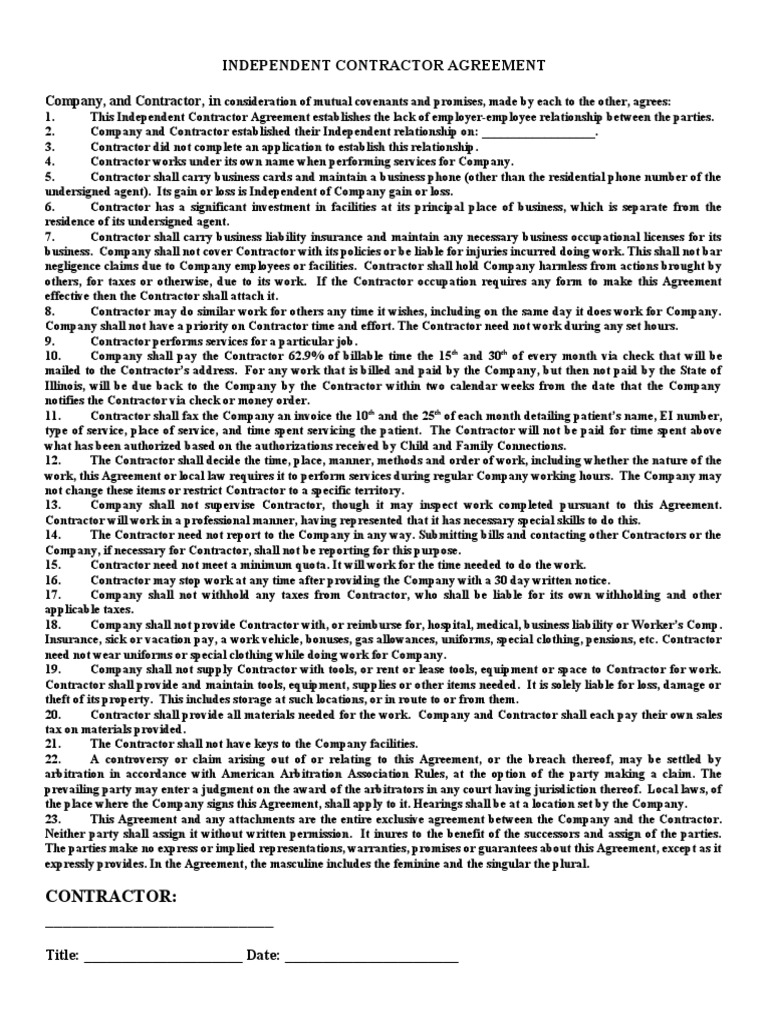 Independent Contractor Agreement | PDF | Accountability | Legal Concepts