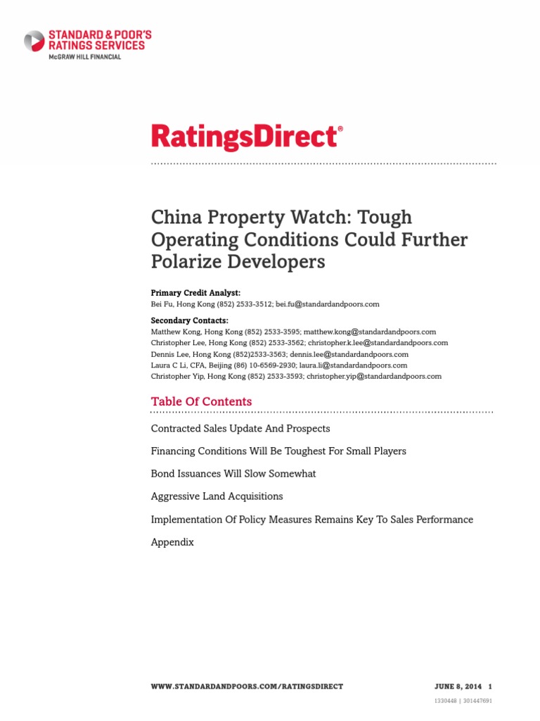 China Property Watch: Tough Operating Conditions Could Further Polarize ...