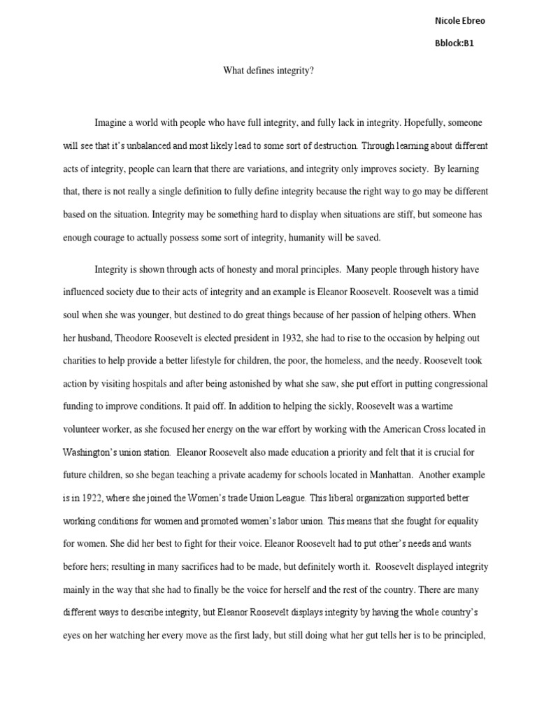 Integrity Essay | PDF | Integrity | Nelson Mandela