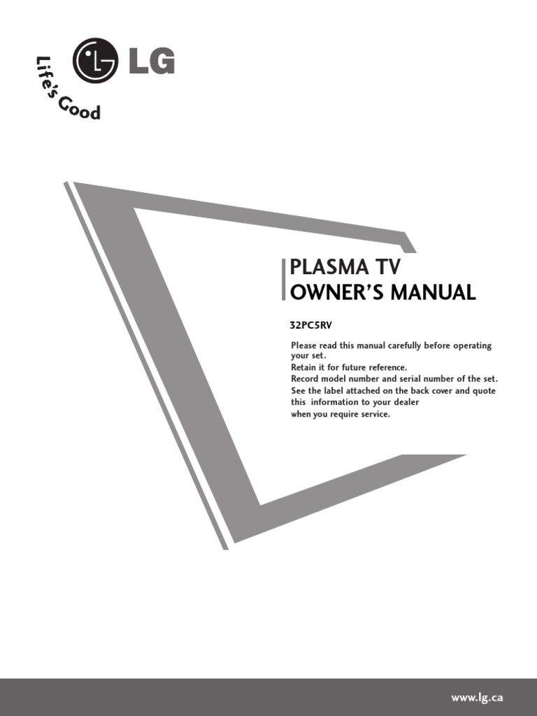 Plasma TV: Owner'S Manual | PDF | Hdmi | Set Top Box