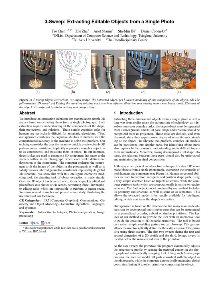 3 Sweep Extracting Editable Objects | PDF | 3 D Modeling | Cartesian ...