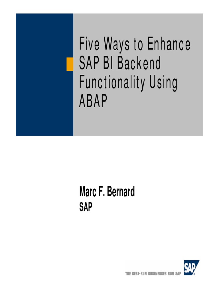 Five Ways To Enhance SAP BI Backend Functionality Using ABAP | Download Free PDF | Ibm Db2 ...