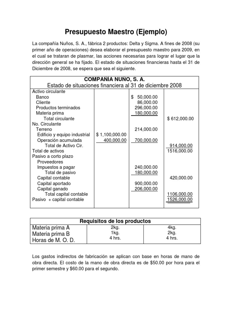 Presupuesto Maestro | Presupuesto | Economias