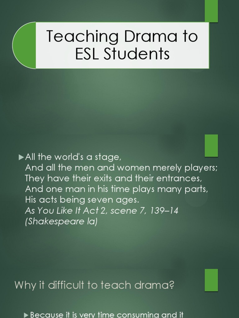 Teaching Drama To ESL Students | Download Free PDF | Classroom ...