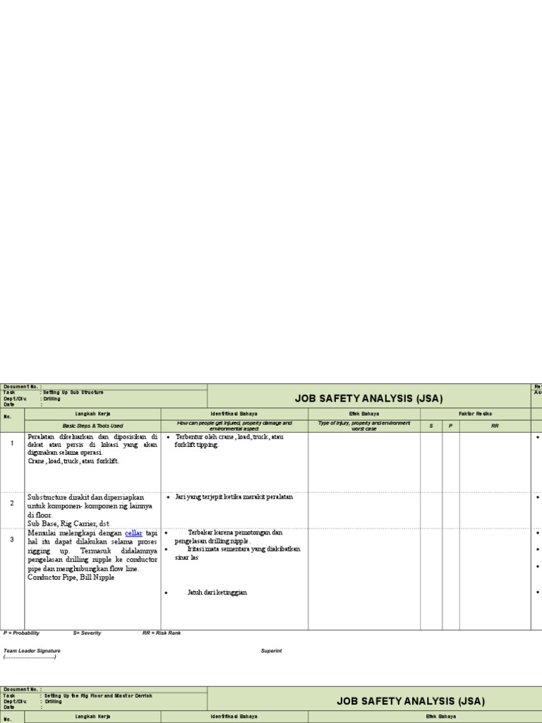 2.contoh Jsa Form 2003 | PDF | Stairs | Drill