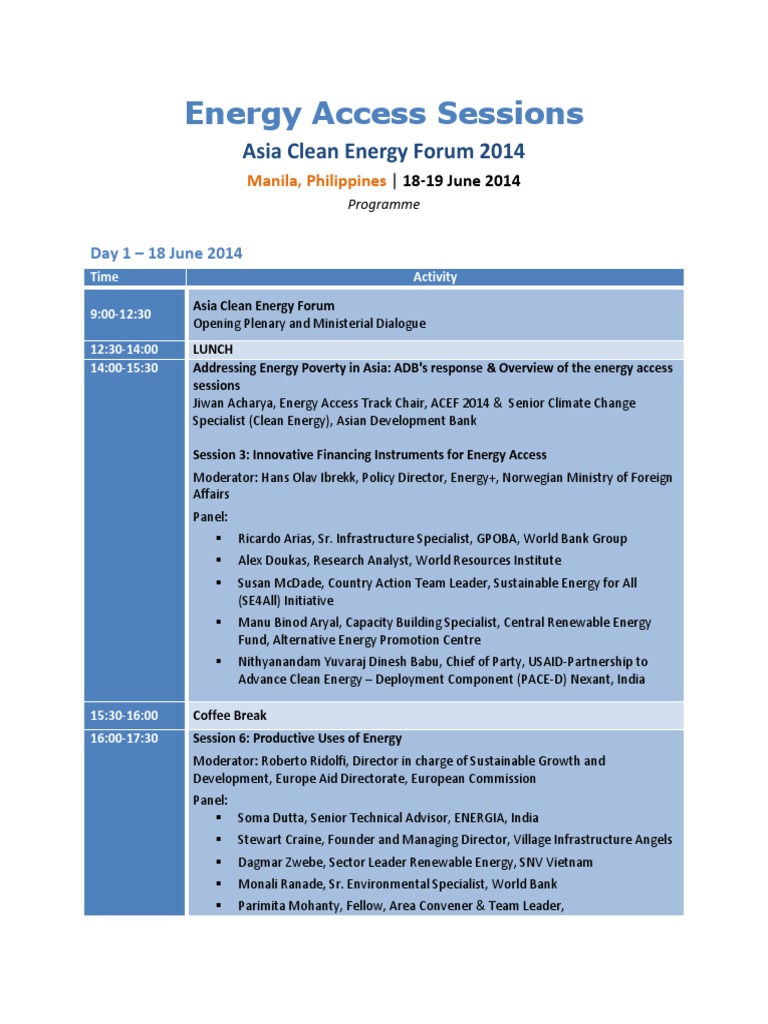 (ACEF) E4ALL Energy Access Sessions | PDF | Sustainable Energy ...