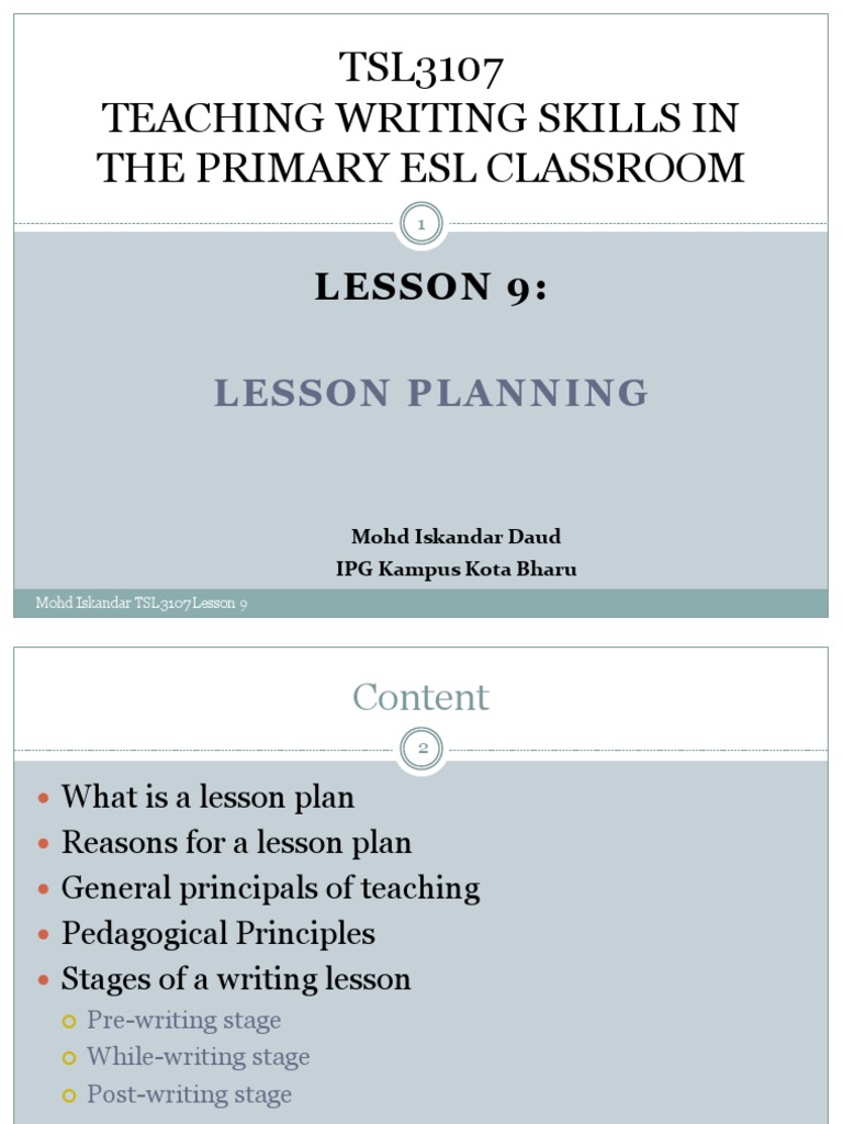 TSL3107 Teaching Writing Skills in The Primary Esl Classroom | PDF ...