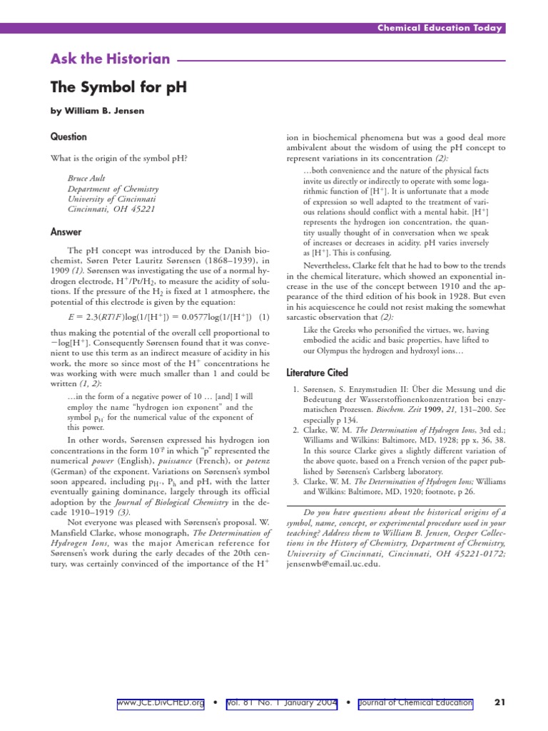 The Symbol For PH PDF | PDF | Ph | Physical Chemistry