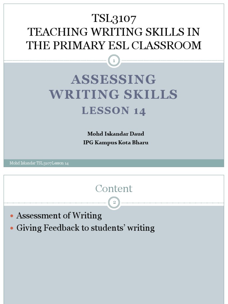 TSL3107 Teaching Writing Skills in The Primary Esl Classroom | PDF ...