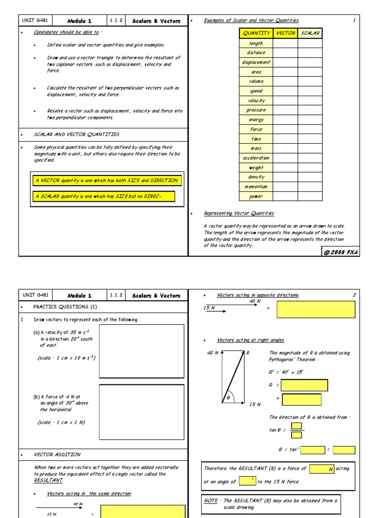g481 1 1 2 Scalars and Vectors | PDF | Euclidean Vector | Velocity