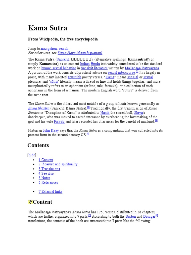 Kama Sutra: From Wikipedia, The Free Encyclopedia | PDF
