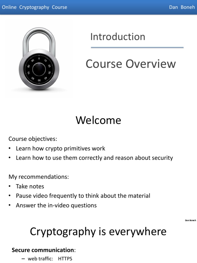 Cryptography Intro | PDF | Teaching Methods & Materials