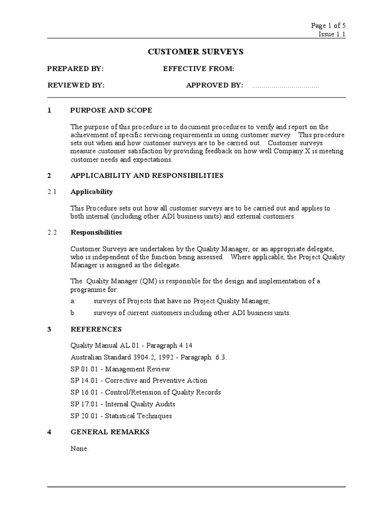 Customer Survey Procedure | PDF | Survey Methodology | Business