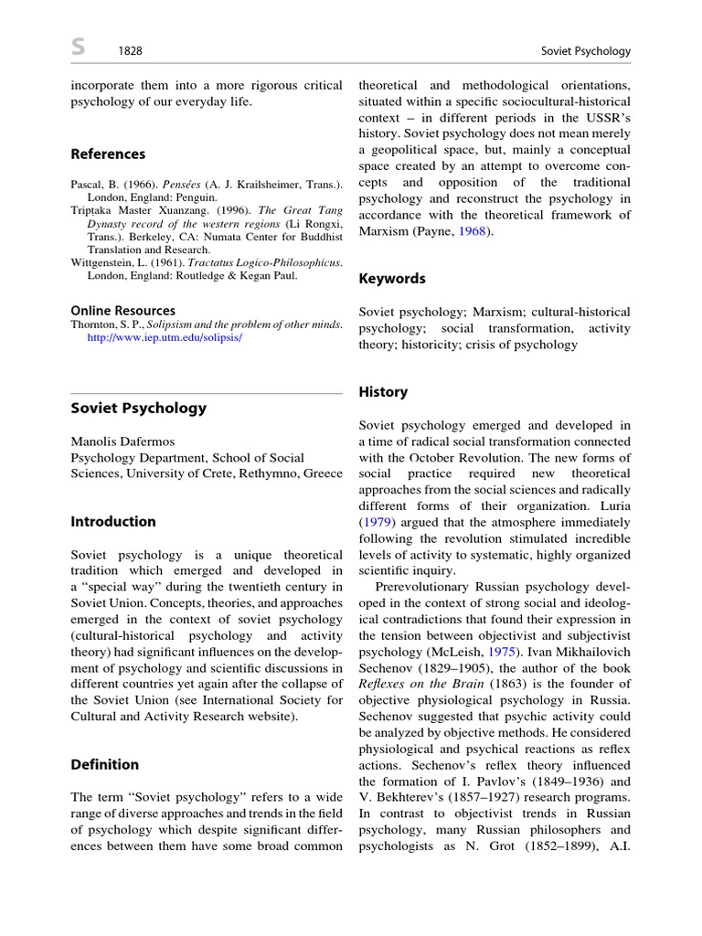 Soviet Psychology | PDF | Psychology | Academic Discipline Interactions