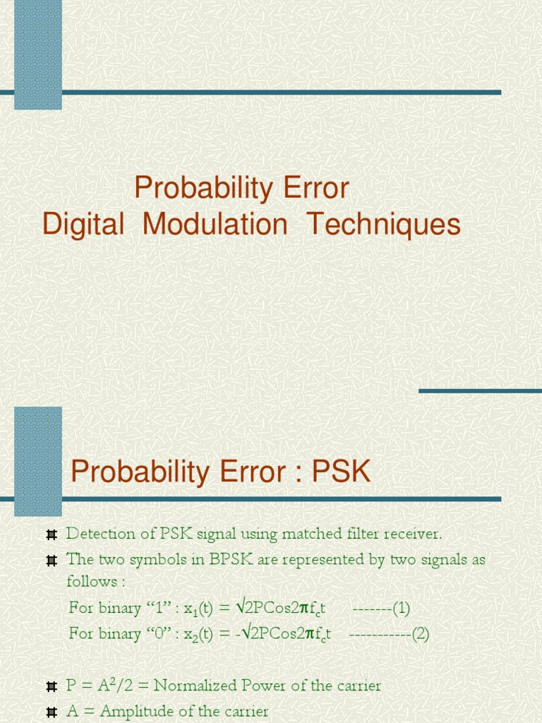 Probability Error of PSK, FSK | PDF | Telecommunications Engineering ...