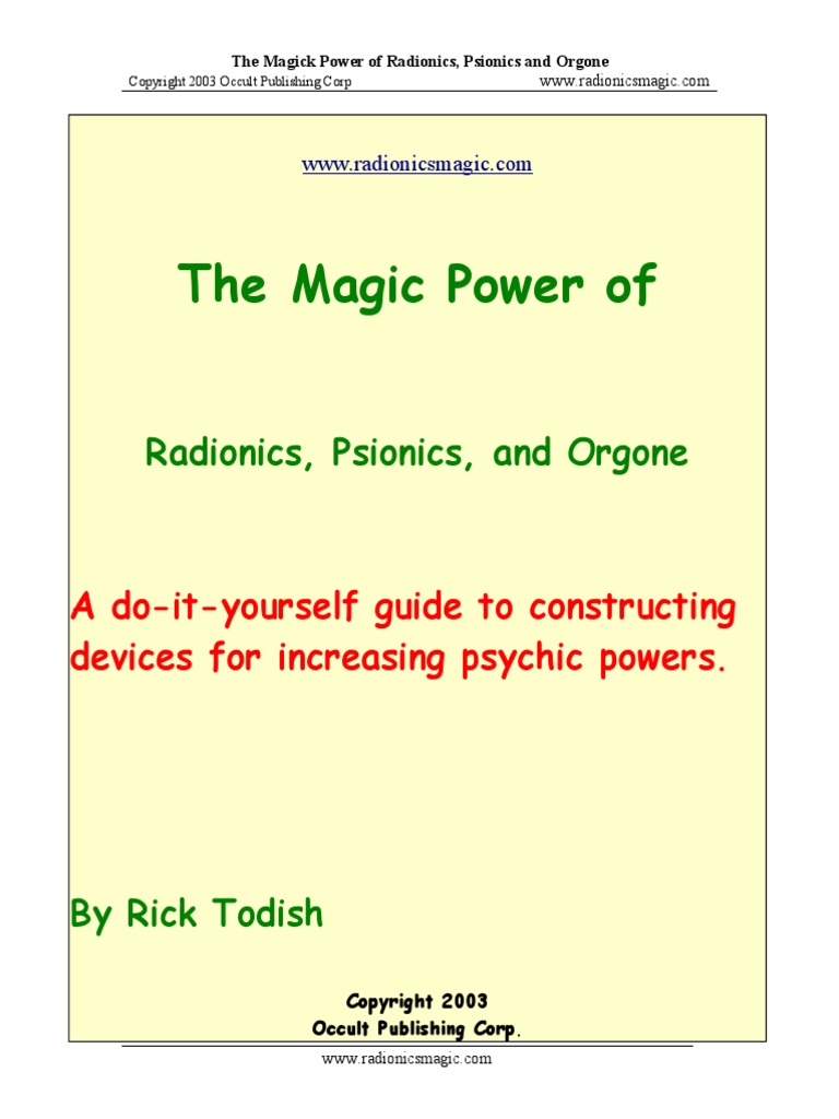 Magic Power of Radionics Psionics and Orgone | PDF | Acupuncture | Chakra