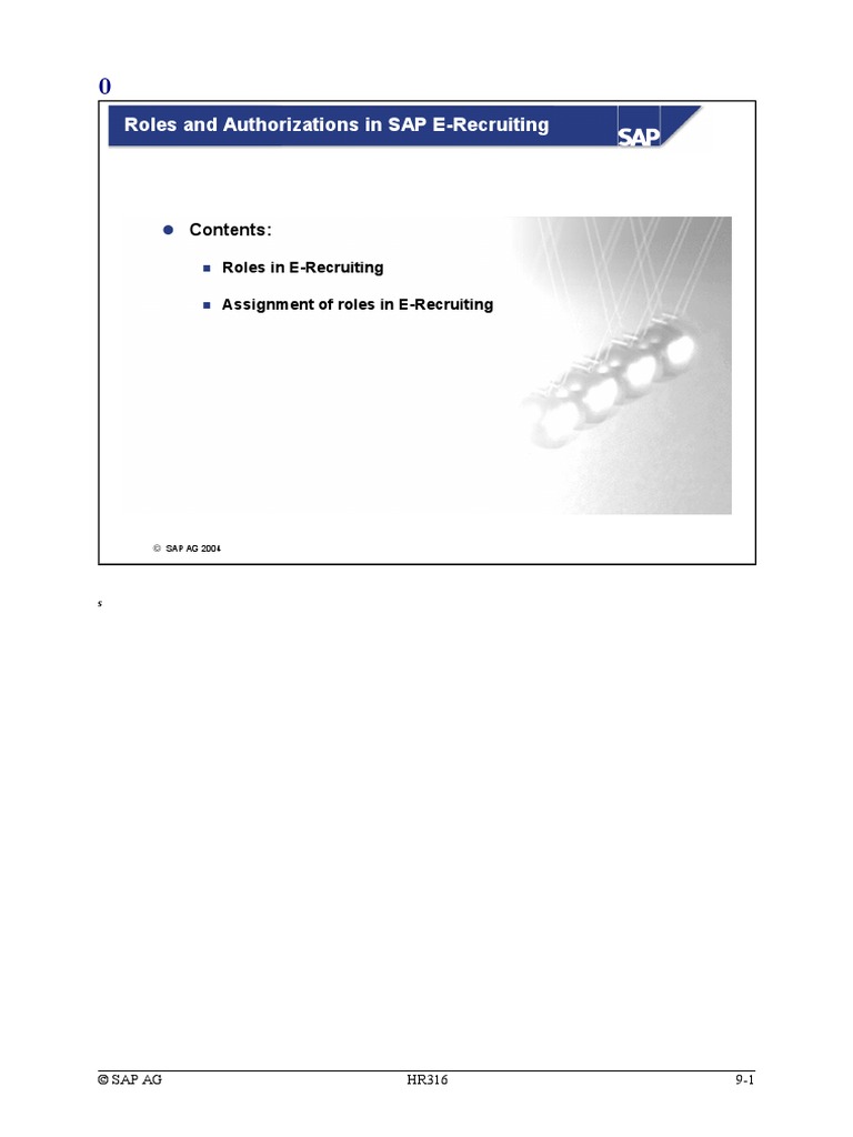 Roles and Authorizations in SAP E-Recruiting: Contents | PDF | Sap Se ...