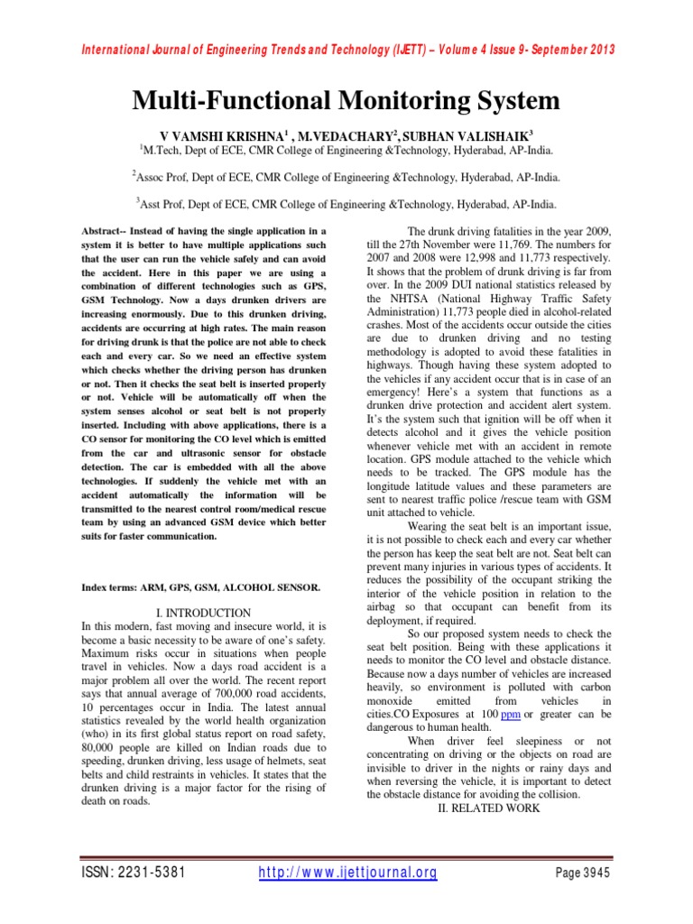 Multi-Functional Monitoring System | PDF | Driving Under The Influence ...