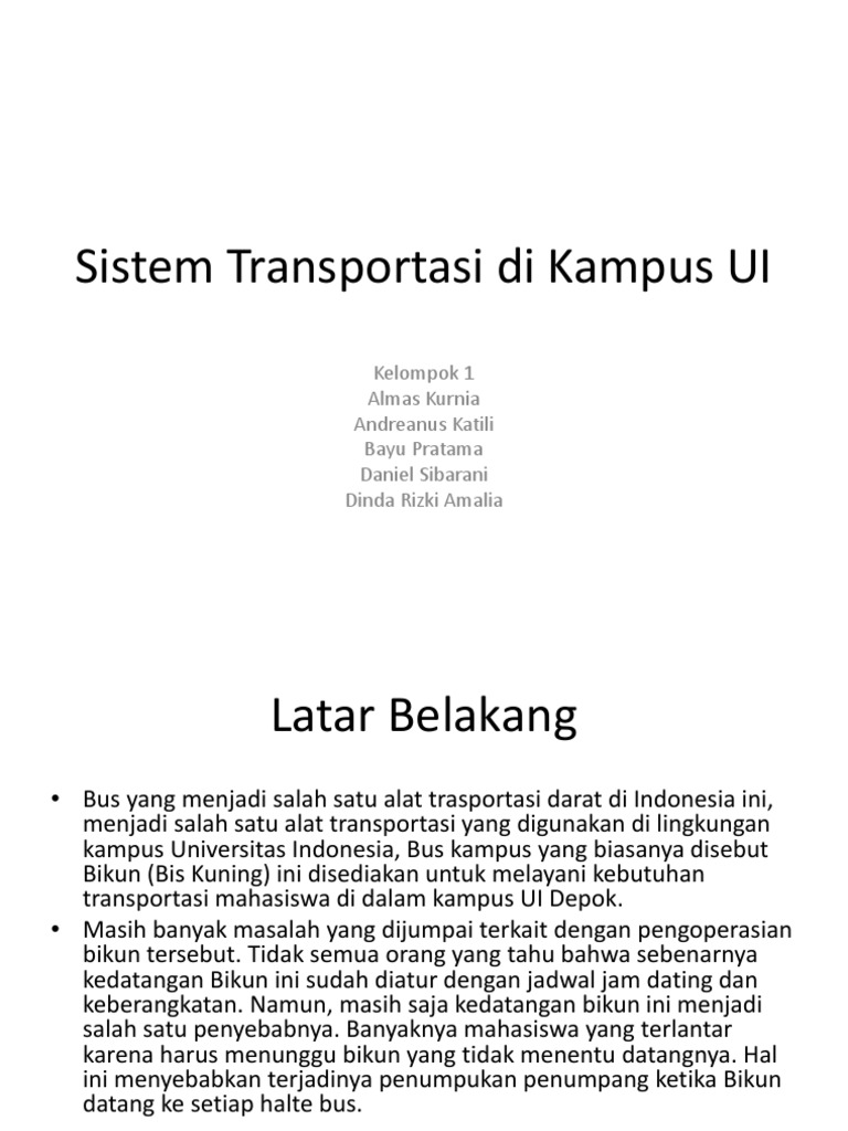 Sistem Transportasi Di Kampus UI | PDF | Sains & Matematika