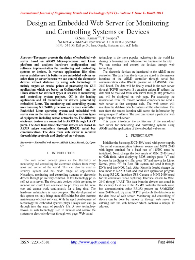 Design An Embedded Web Server For Monitoring and Controlling Systems or Devices | PDF | Embedded ...
