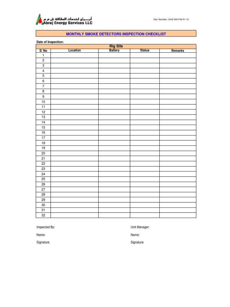 Smoke Detectors Check List | PDF