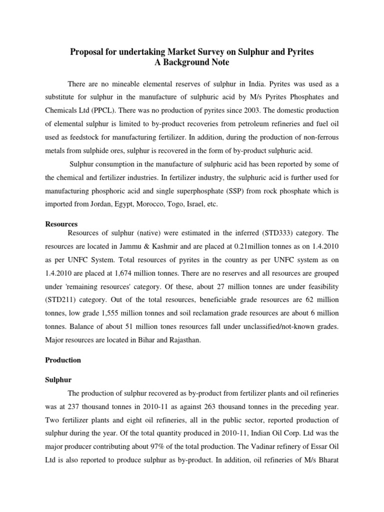 Sulphur and Pyrites Review | PDF | Sulfur | Natural Gas