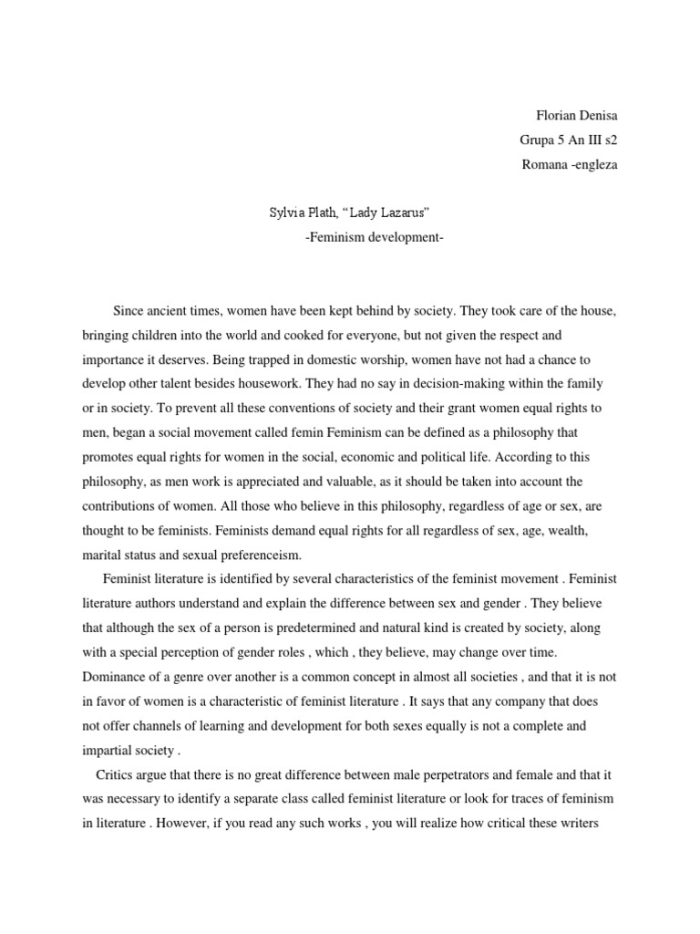 Lady Lazarus | PDF | Feminism | Gender Studies