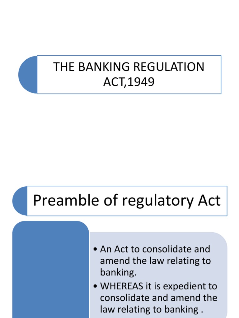 Banking Regulation Act 1949 | PDF | Business | Law