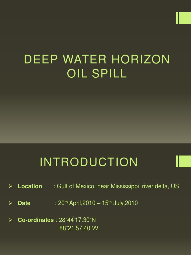 Deep Water Horizon Oil Spill Overview | PDF | Deepwater Horizon ...