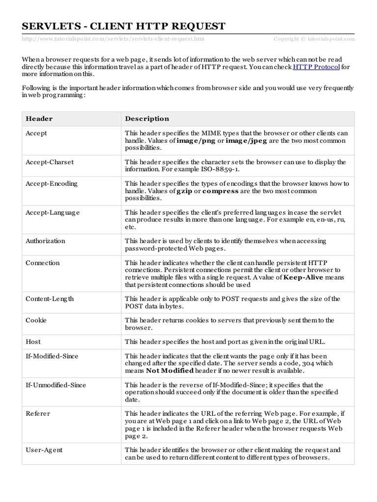 Servlets Client Request | PDF | Hypertext Transfer Protocol | Http Cookie