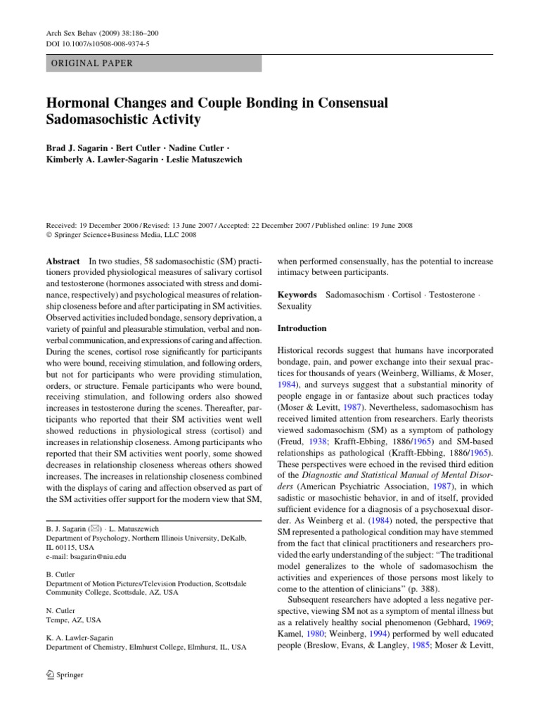Hormones and Bonding in SM Activities | PDF | Bdsm | Sadomasochism