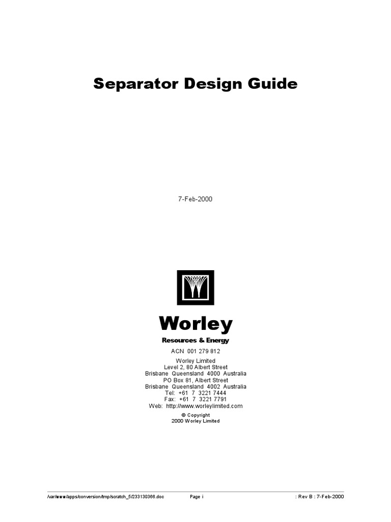 Separator Design Guide.doc | Drop (Liquid) | Flow Measurement