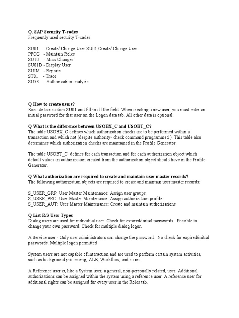 Sap Security | PDF | Information Technology Management | Computing