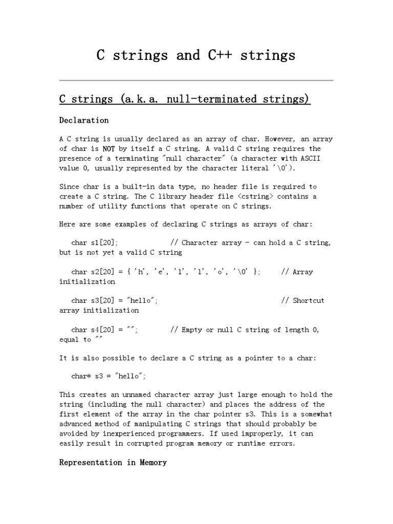 C Strings and C++ Strings | PDF | C (Programming Language) | String (Computer Science)
