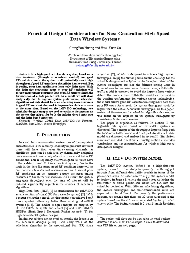 Practical Design Considerations For Next Generation High-Speed Data Wireless Systems | PDF ...