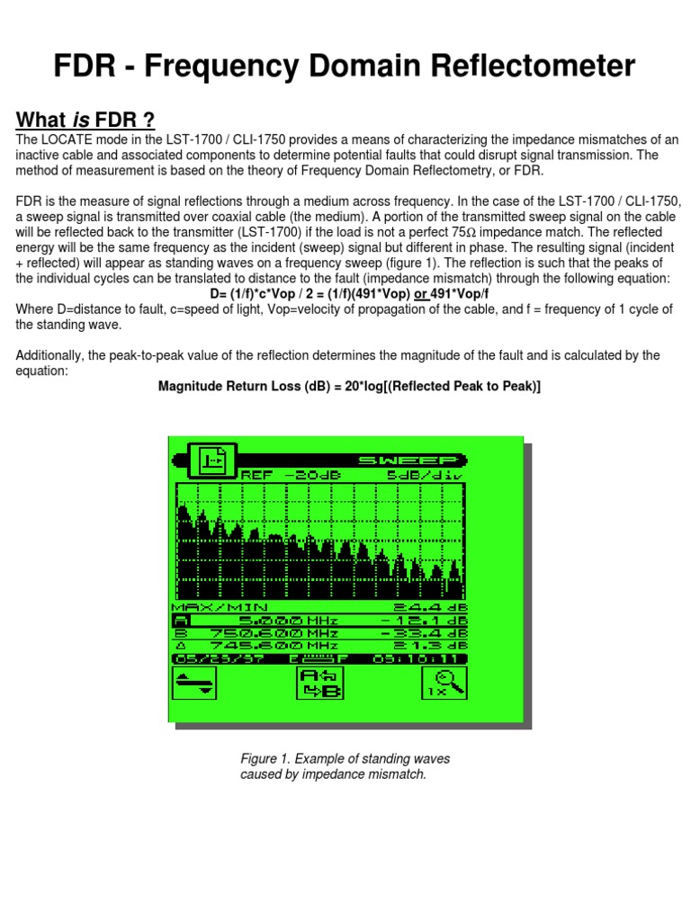 FDR - Frequency Domain Reflectometer | PDF | Attenuation | Decibel