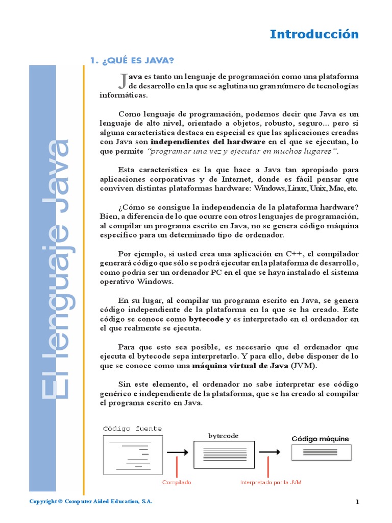 01 Manual JAVASE Lec01 Introduccion | PDF | máquina virtual de Java | Java (lenguaje de ...
