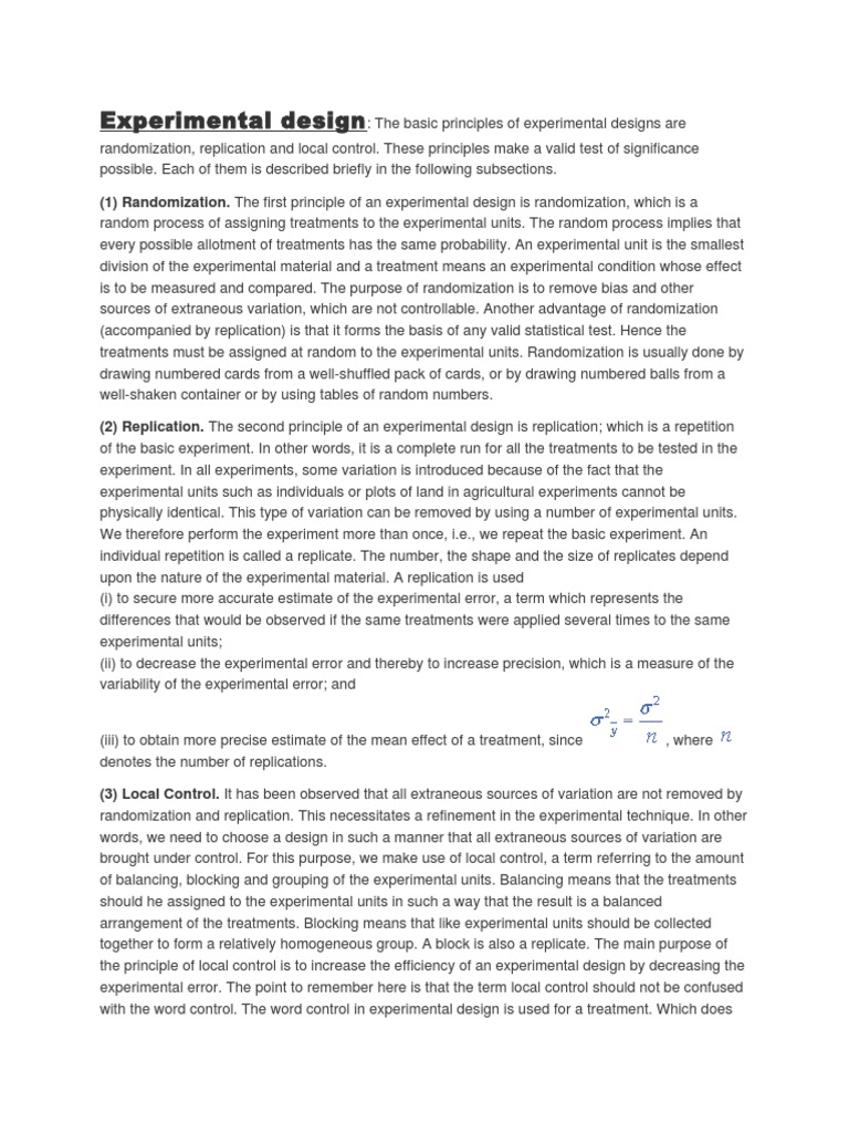 Experimental Design | PDF | Experiment | Design Of Experiments