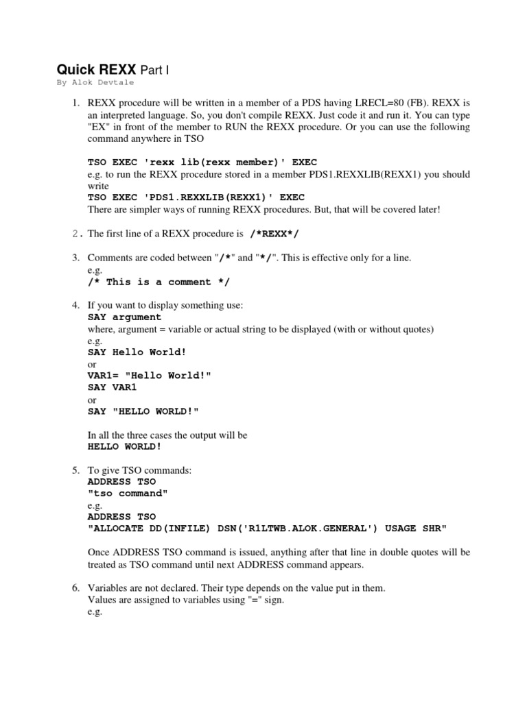 Rexx Primer - 1 | Download Free PDF | Array Data Type | String (Computer Science)