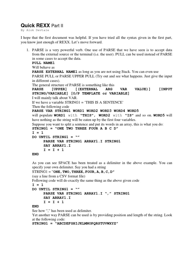 Rexx Primer - 2 | PDF | Queue (Abstract Data Type) | Parsing