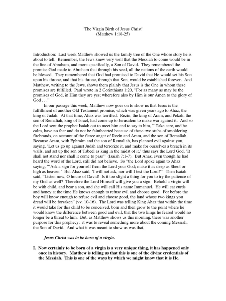 Virgin Birth of Jesus Explained | PDF | Saint Joseph | Jesus