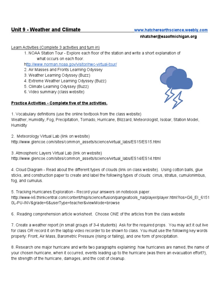 Weather and Climate Learning Activities | PDF | Science & Mathematics ...
