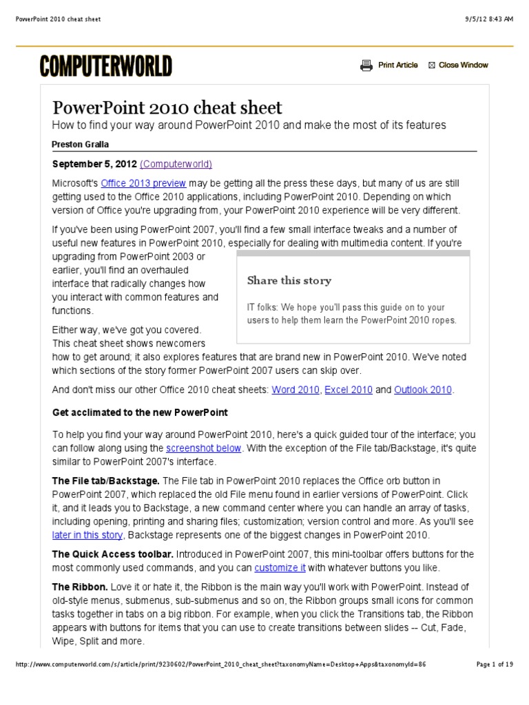 Powerpoint Cheat Sheet | Keyboard Shortcut | Image Editing | Free 30 ...