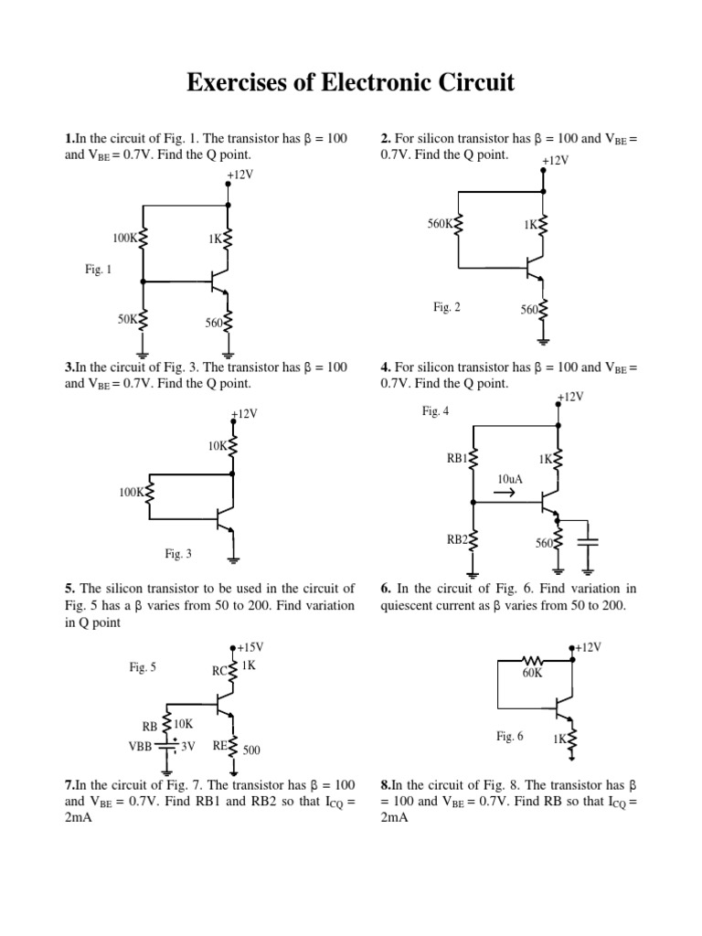 Electronic Circuit Exercises | PDF | Electronic Circuits | Transistor
