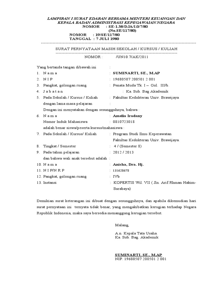 Lampiran I Surat Edaran Bersama Menteri Keuangan dan Kepala Badan Administrasi Kepegawaian ...