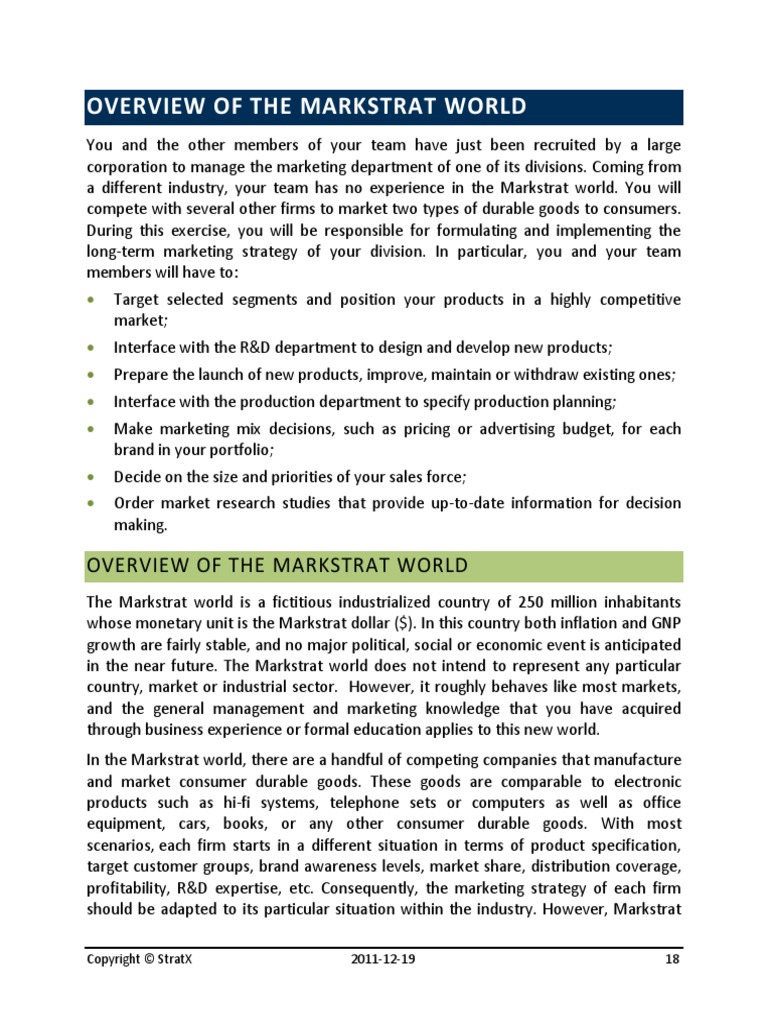 Introduction To Markstrat Simulation | PDF | Retail | Inventory
