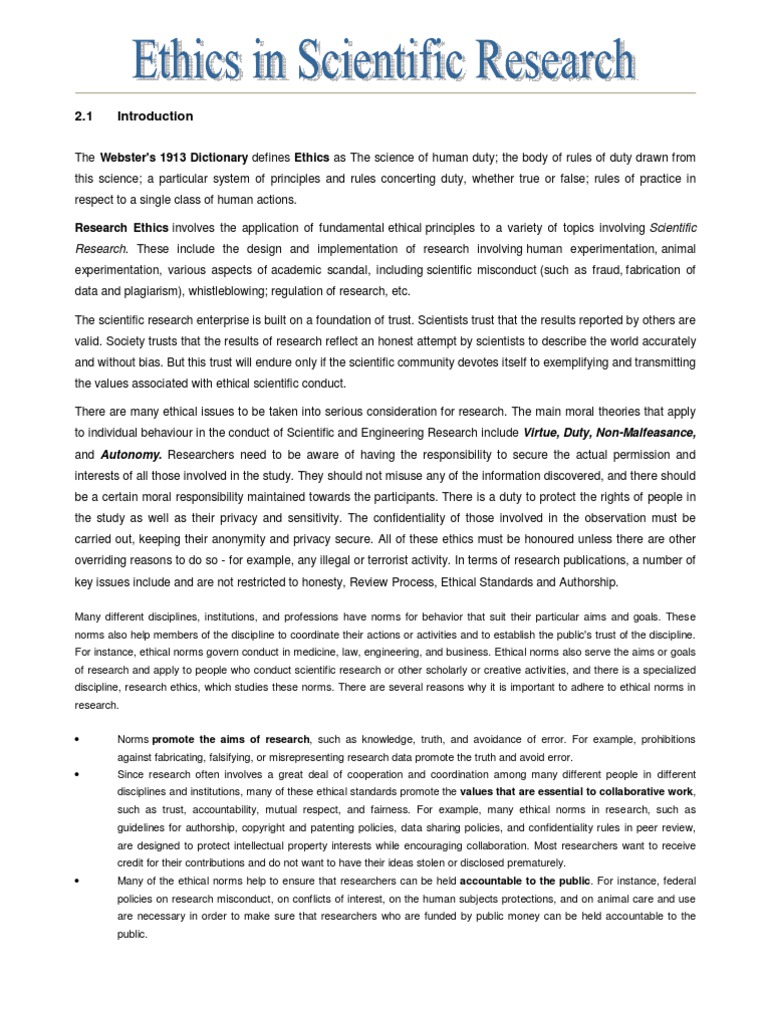Ethics in Scientific Research | PDF | Science | Scientific Method