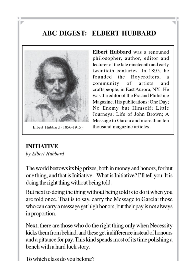 Elbert Hubbard's Message to Garcia Insights | PDF